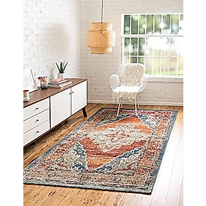 Unique Loom Isabella Collection Area Rug - Rossellini (9' x 12' Rectangle, Rust Red/Beige)