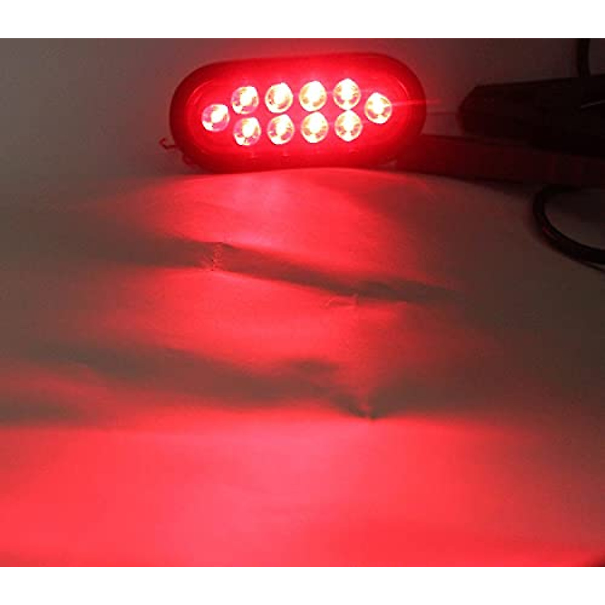 AUTOSMART 2PCS Red Oval Sealed LED Turn Signal and Parking Light Kit with Light, Grommet and Plug for Truck, Trailer (Turn, Stop, and Tail Light)
