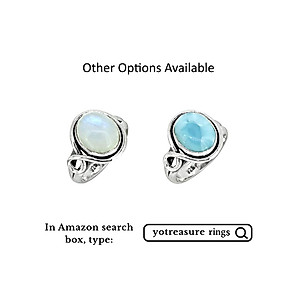 YoTreasure 10x12 MM Rainbow Moonstone in 925 Sterling Silver Solitaire Ring