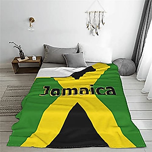 Retro Jamaican Kingdom Flag Throw Blanket Fleece Blanket Soft Cozy Warm Jamaica Flannel Blanket for Living Room Couch Bed Office 80"x 60"