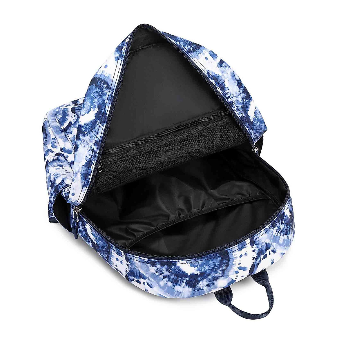 Baolab Tie Dye Backpack & Lunch Bag with Pen Case Water Resistant Daypacks Schoolbag for Teen Girls School,College,Outdoor (Black)