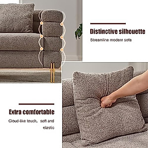 AMERLIFE Modern Sofa Couch, 24''Extra Deep Seat Sofa for Living Room, 85 inch Oversized Sofa, 3 Seat Sofa, Sectional Couch Set, Grey