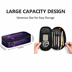 Yekiua Eggplant Sky Pencil Case Organizer Space Star Constellations Gloomy Atmosphere Heavenly Bodies College Office Big Capacity Pencil Bag
