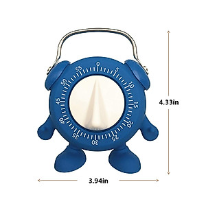 Kitchen Timer, for Baking Teaching Cooking Egg Potty Training Cute 60 Mins Twist Timer with Ring Alert, No Battery (Blue)