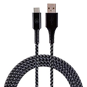 EcoSurvivor USB Type C Cable, USB-A to USB-C Black Nylon Braided Fast Charging Cable, 8ft, For iPhone 15/Pro/Max, iPad Air/Pro, MacBook, Samsung Galaxy S23/S22/Ultra, Google Pixel, 44851