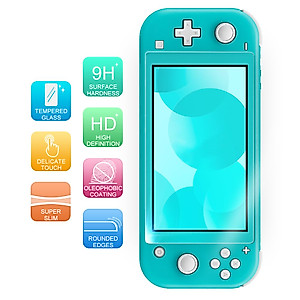 Nintendo Switch Lite Screen Protector, TJS [Tempered Glass] [2-Piece] [Works While Docking] - 0.3mm Thickness/Bubble Free/Ultra Clear/9H Hardness/Anti-Scratch/Shatterproof/Anti-Fingerprint (Clear)