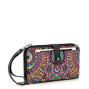 Sakroots Artist Circle Smartphone Crossbody in Eco Twill, Detachable Wristlet Strap, Rainbow Wanderlust
