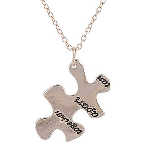 LUX ACCESSORIES Gold Tone Five Puzzle Shaped Engraved Words Friendship Necklace