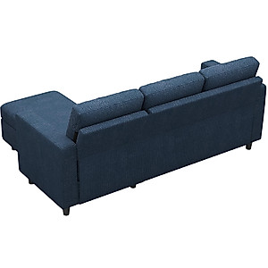 Belffin Convertible Sectional Sofa, L Shaped Modern Couch, Small Couch with Reversible Chaise for Living Room and Small Space, Navy Blue