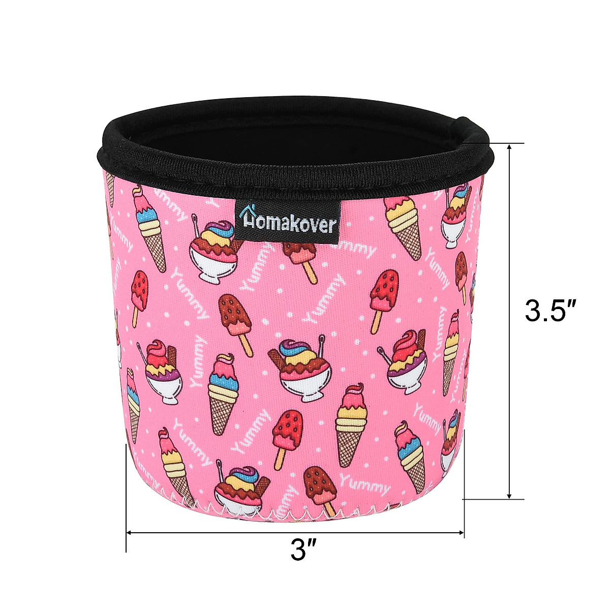 2 Pack Ice Cream and Leopard Pattern Pint Size Ice Cream Sleeves Neoprene Cover with Spoon Holder Cover (Ice Cream (2PCS))