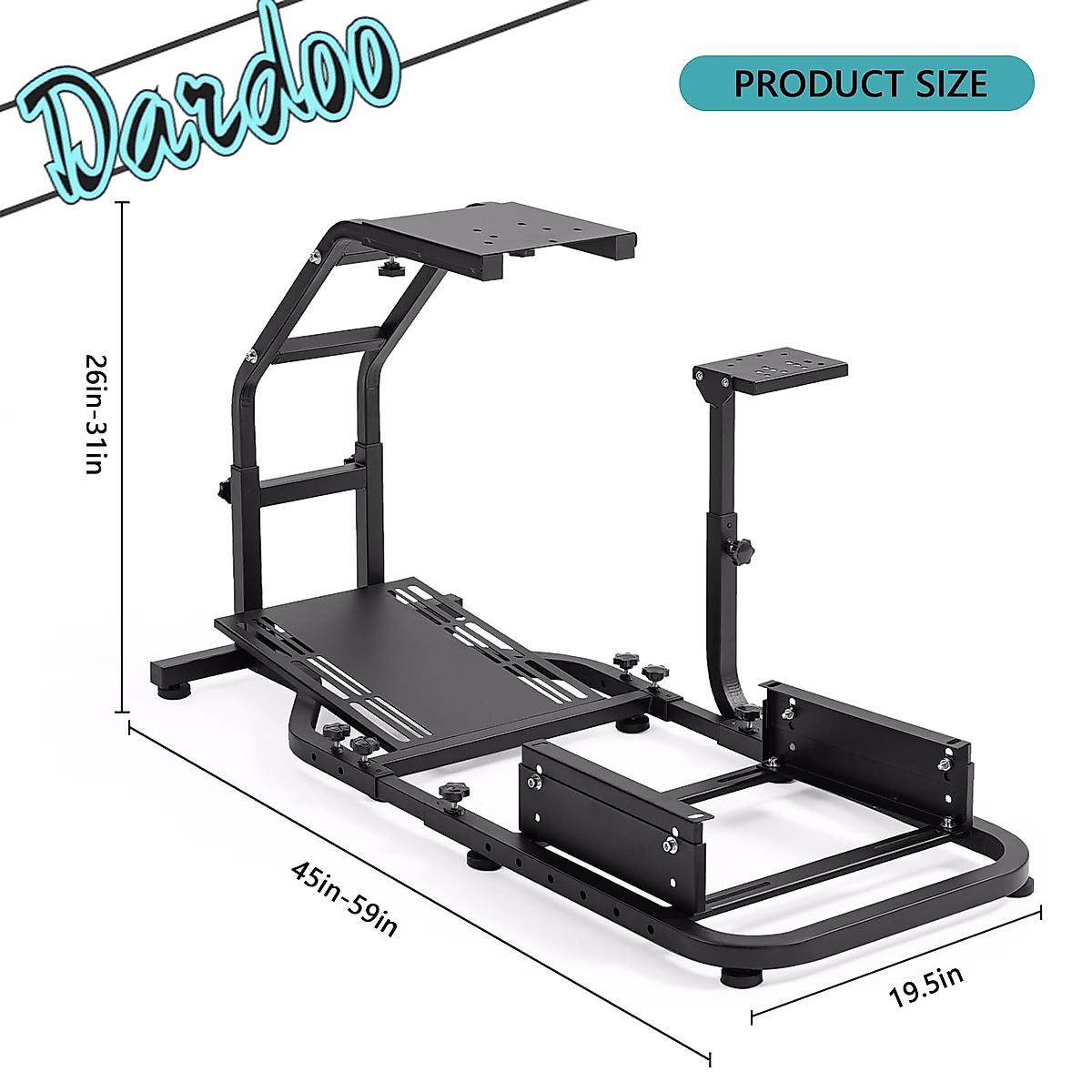 Dardoo Racing Simulator Cockpit Gaming Frame Fits for Logitech/Thrustmaster/Fanatec G27 G29 G920 G923 T300,Adjustable Driving Steering Wheel Stand,Not Included Wheel, Pedal and Seat