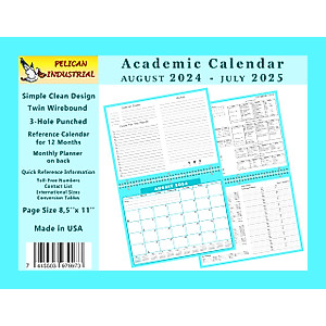 2024-2025 Academic Year 12 Months Student Calendar/Planner for Wall & Desk & 3-Ring Binder, for School, Teacher, Student (Edition #006)