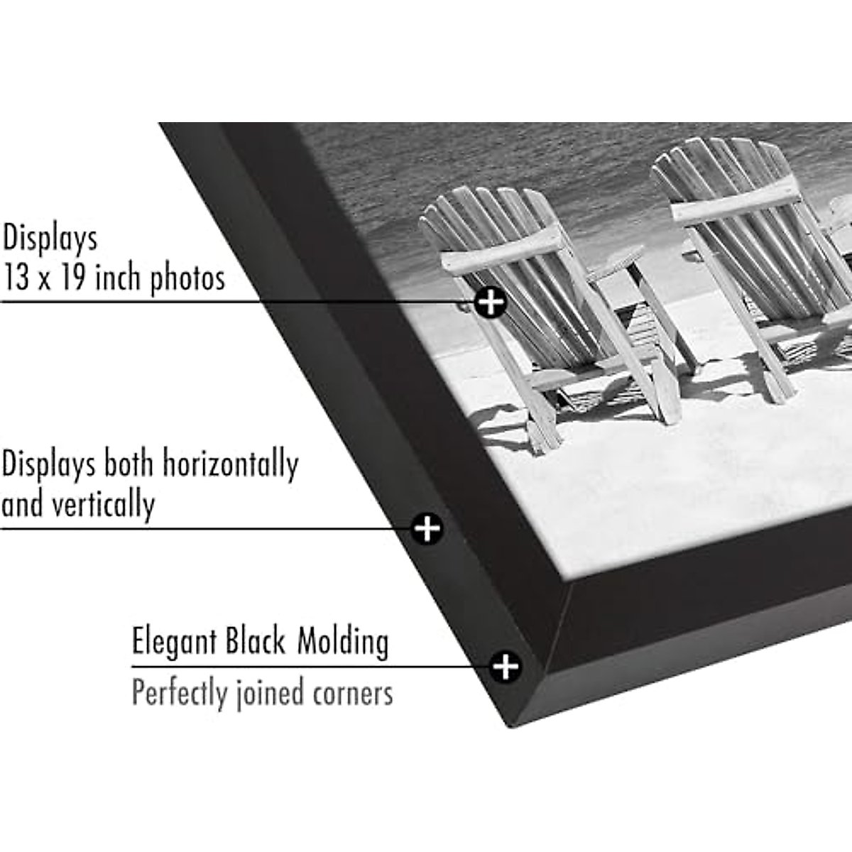 Americanflat 13x19 Picture Frame with Shatter-Resistant Glass - Gallery Style Frame with Engineered Wood - Signature Collection - Photo Frame for Wall Display - Black