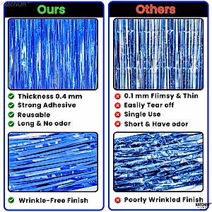 KatchOn, Xtralarge Blue Fringe Backdrop - 8x3.2 Feet, Pack of 2 | Blue Streamers Party Decorations | Blue Fringe Curtain for Ocean Decorations | Under The Sea Party Decorations, Blue Party Decorations