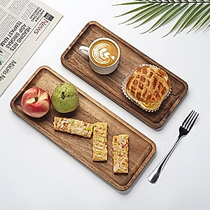 Bathroom Vanity Tray, Acacia Wood Counter Tray, Toilet Tank Tray, Appetizer Charcuterie Snack Serving Board, 13.8 x 5.5 x 0.8 inch