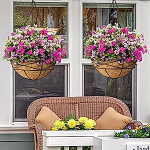 Karlliu 2 Pack 16 Inch Round Replacement Coco Liners for Hanging Basket Natural Coconut Fiber Liner for Flower Planter Coco Coir Pots for Outdoor Garden