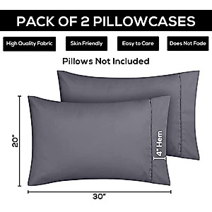 Utopia Bedding Queen Pillowcases - 2 Pack - Envelope Closure - Soft Brushed Microfiber Fabric - Shrinkage and Fade Resistant Pillow Covers Standard Size 20 X 30 Inches (Queen, Grey)
