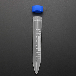 uxcell 10 Pcs 10ml Plastic Centrifuge Tubes with Screw-on Cap, Polypropylene Graduated Micro Centrifuge Tube, Conical Bottom, Blue, Storage Container for Beads Sample Lab