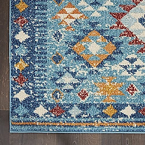 Nourison Passion Bohemian Blue/Multicolor 5'3" x 7'3" Area -Rug, Easy -Cleaning, Non Shedding, Bed Room, Living Room, Dining Room, Kitchen (5x7)