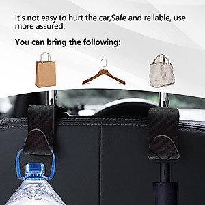 4 Packs Car Back Seat Headrest Hanger, Universal Vehicle Storage Organizer, Stylish Back Seat Hanger for Your Purse, Grocery Bags, Handbag to Keep Them from Sliding Around While Driving, Carbon Fiber