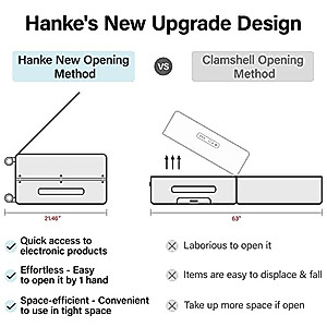 Hanke 20 Inch Carry On Luggage with Front Pocket Aluminum Frame （Can Not Open in The Middle） Hard Shell Suitcases with Wheels Rolling Luggage Suitcase with Lock Travel Luggage for Weekender-Smoke White