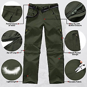 Asfixiado Boys Cargo Pants, Kids Youth Girls Athletic Outdoor Quick Dry Waterproof UPF 50+ Hiking Climbing Convertible Trousers #9017 Army Green-S