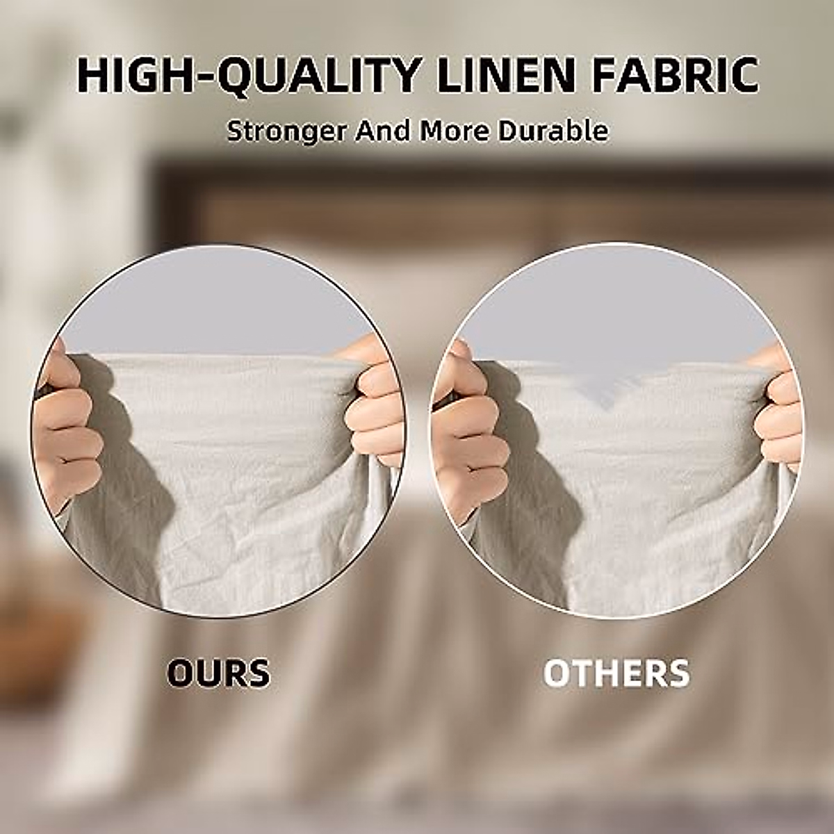 SONORO KATE 100% French Pure Linen Sheets, Breathable and Durable Line King Size Sheets, Anti-Tear Line Bed Sheets, Machine Washable, 16 Inch Deep Pocket - 4 Piece (Natural Linen, King)