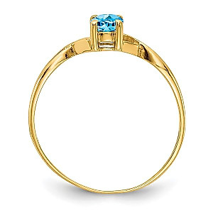 IceCarats 14K Yellow Gold Blue Topaz Ring December Birthstone Jewelry Size 7