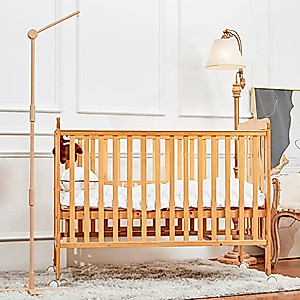 Lanttoe Wooden Floor-Standing Crib Mobile Arm 61 Inches for Baby Nursery-Movable Baby Mobile Hanger with Strong Anti-Dumping Attachment-100% Natural Beech Wood-Thicker Wooden Pole-Nursery Decor