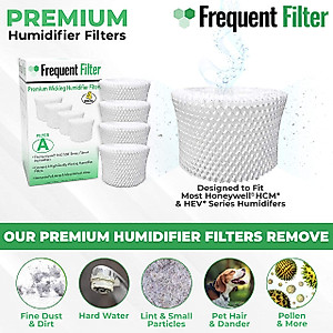Frequent Filter - Compatible Honeywell Germ Free Cool Mist Wicking Humidifier, Filter A. Fits HCM 350, HCM350w, HCM350, Quietcare Tower & More. Replacement HAC 504, HAC504, 504AW - (Pack of 4)