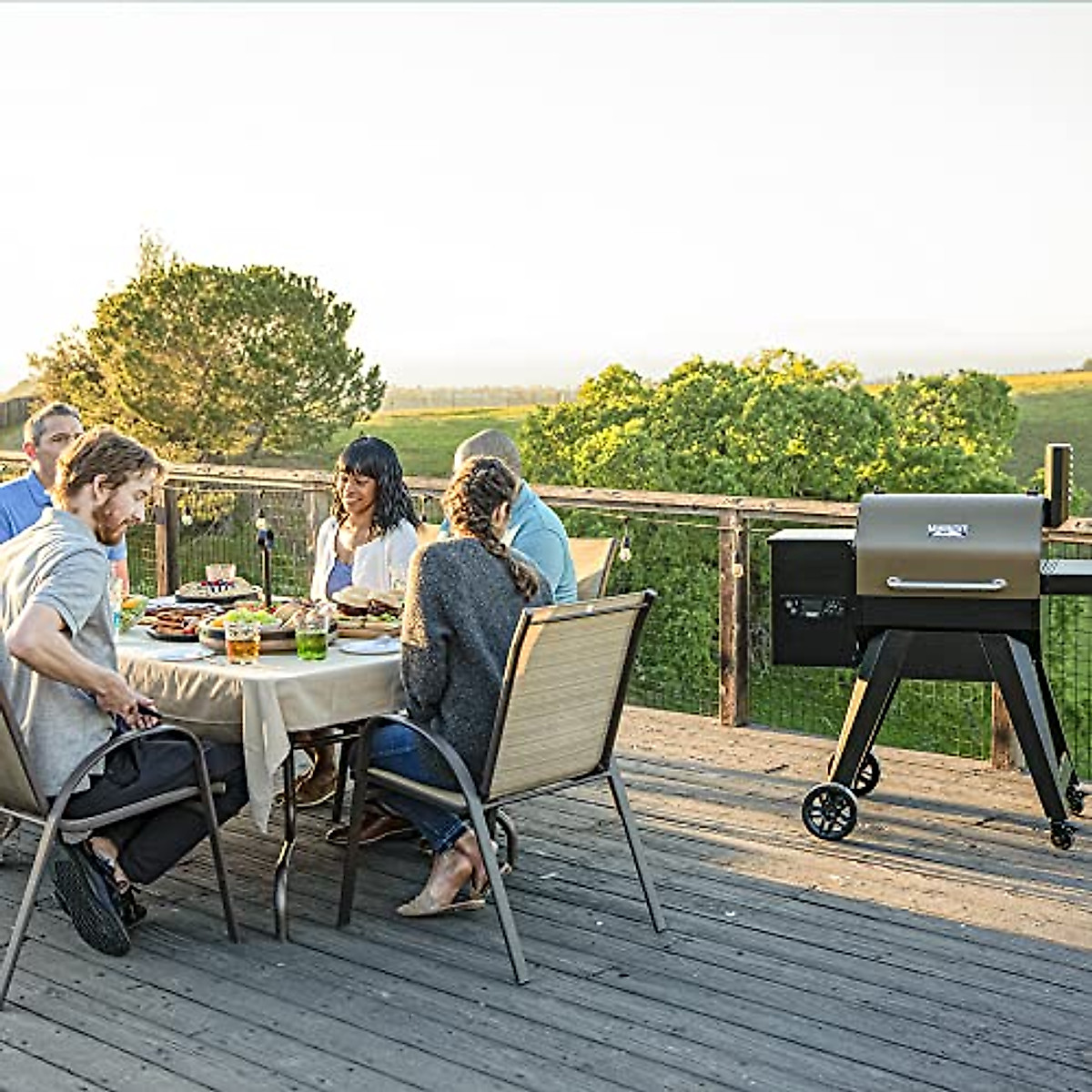 Monument Grills 85030 Wood Pellet Grill and Smoker for Outdoor Cooking, with chimney, Bronze