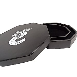 8 Inch Dice Tray with Lid and Dice Staging Area Tabletop Dice Games (Raven)