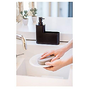 Vigar Rengo Monobloc 4-piece Sink Caddy Set, Includes Scrub Brush, Two-sided Sponge, Soap Dispenser and Scraper, Black