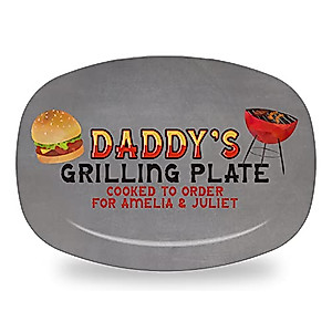 Personalized Barbecue Grilling Plate Custom Christmas Gifts for Dad Custom BBQ Grill Platter Daddy's Grilling Plate Gift Ideas for Grandfather Serving Trays Serving Plates for Fish Dish, Steak