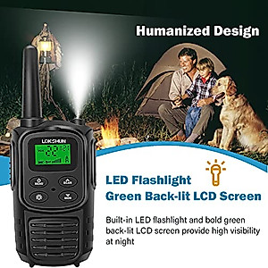 LOKSHUN Walkie Talkies for Adults Long Range with 22 FRS Channels,X1 Walkie Talkie Up to 5 Miles with Earpieces VOX Auto Squelch,Professional Walkie Talkies for Kids Gift Family Hiking Camping(2 Pack)