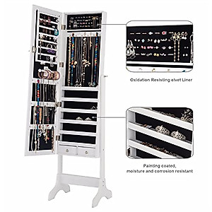IRDFWH Lockable Jewelry Wardrobe Storage Organizer Box With Drawers White Home Furniture