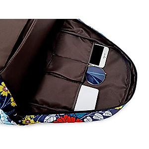 Joymoze Teen Girl School Backpack with Insulated Lunch Bag Pencil Purse Blue Flower One_Size