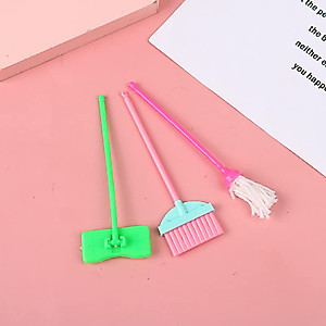 10Pcs/Set Dollhouse Furniture Miniature Dollhouse Cleaning Supplies Mini Cleaning Toy - Mop Dustpan Bucket Brush Doll House Accessories