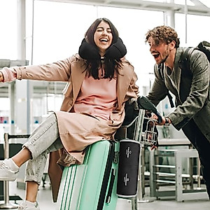 urnexttour Travel Pillow and Blanket Set Neck Pillow Airplane Memory Foam for Traveling Compact with Bag Black