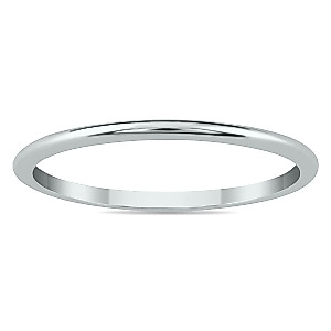 SZUL 1mm Thin Domed Wedding Band Available in 14K Yellow Gold, 14K White Gold, and 14K Rose Gold (White-gold, 5.0)