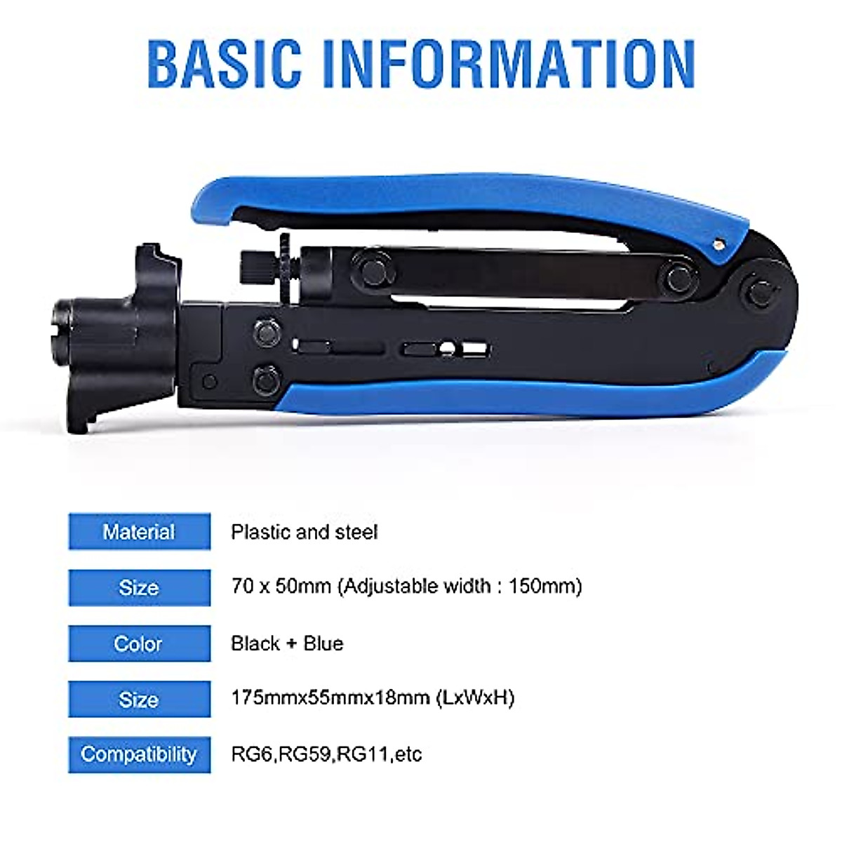 Knoweasy Coax Compression Tool - Coax Crimper and RG6 Crimping Tool for Coax RG6, RG59, and RG11 Cable F-Connectors