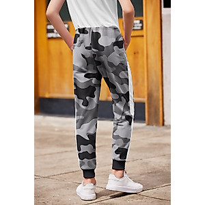 Boyoo Boy's Sweatpants Drawstring Camouflage Joggers Pants with Side Stripe Active Sports Track Pants for 5-16Y