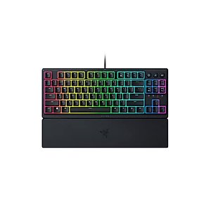 Razer Ornata V3 TKL Gaming Keyboard: Low-Profile Keys - Mecha-Membrane Switches - UV-Coated Keycaps - Backlit Media Keys - 8-Zone RGB Lighting - Spill-Resistant - Magnetic Wrist Wrest - Classic Black