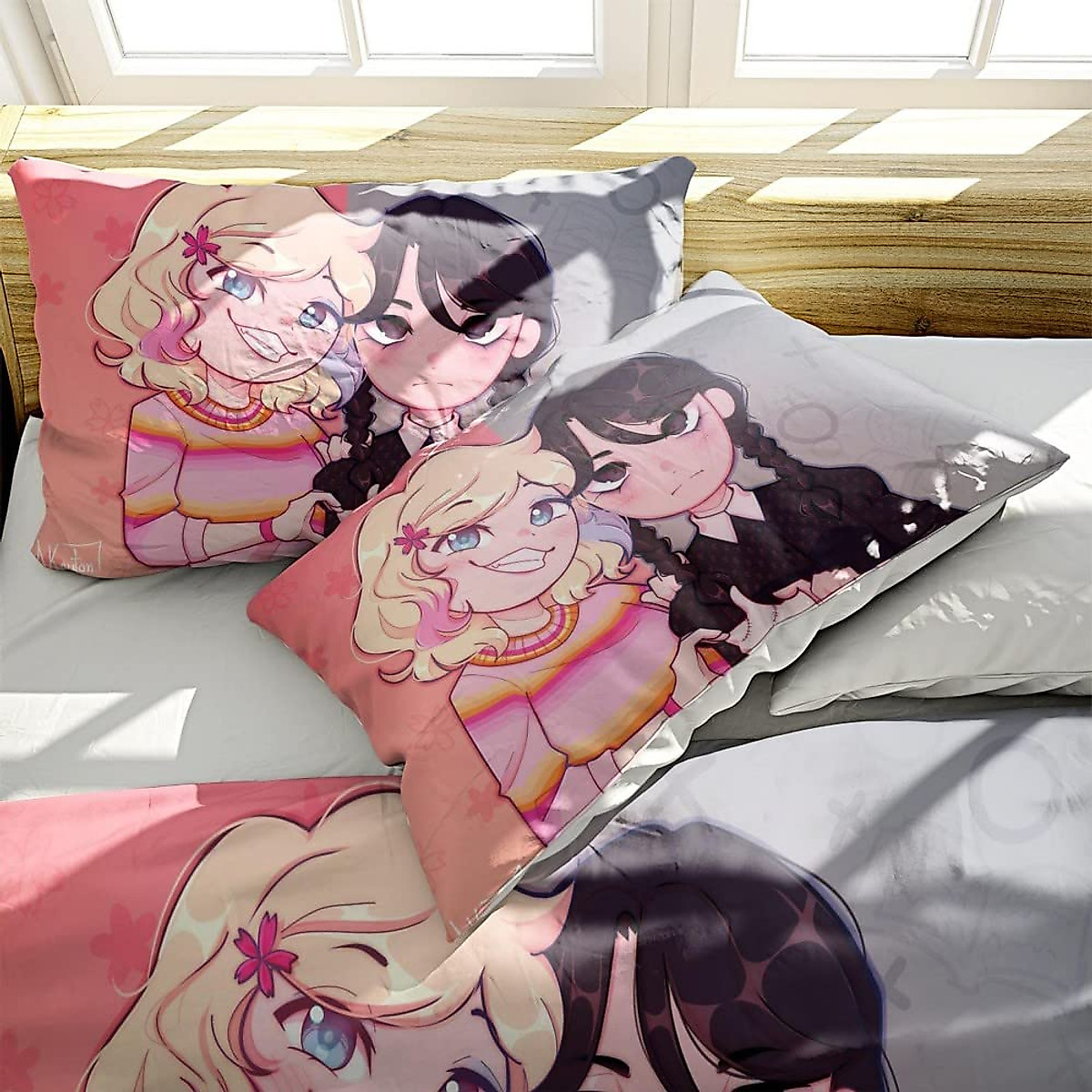 AKARDO Wednesday TV Girl Duvet Covers Soft Microfiber Washed Duvet Cover Set 3 Pieces with Zipper Closure,Beding Set (02,Queen (90"x90"))