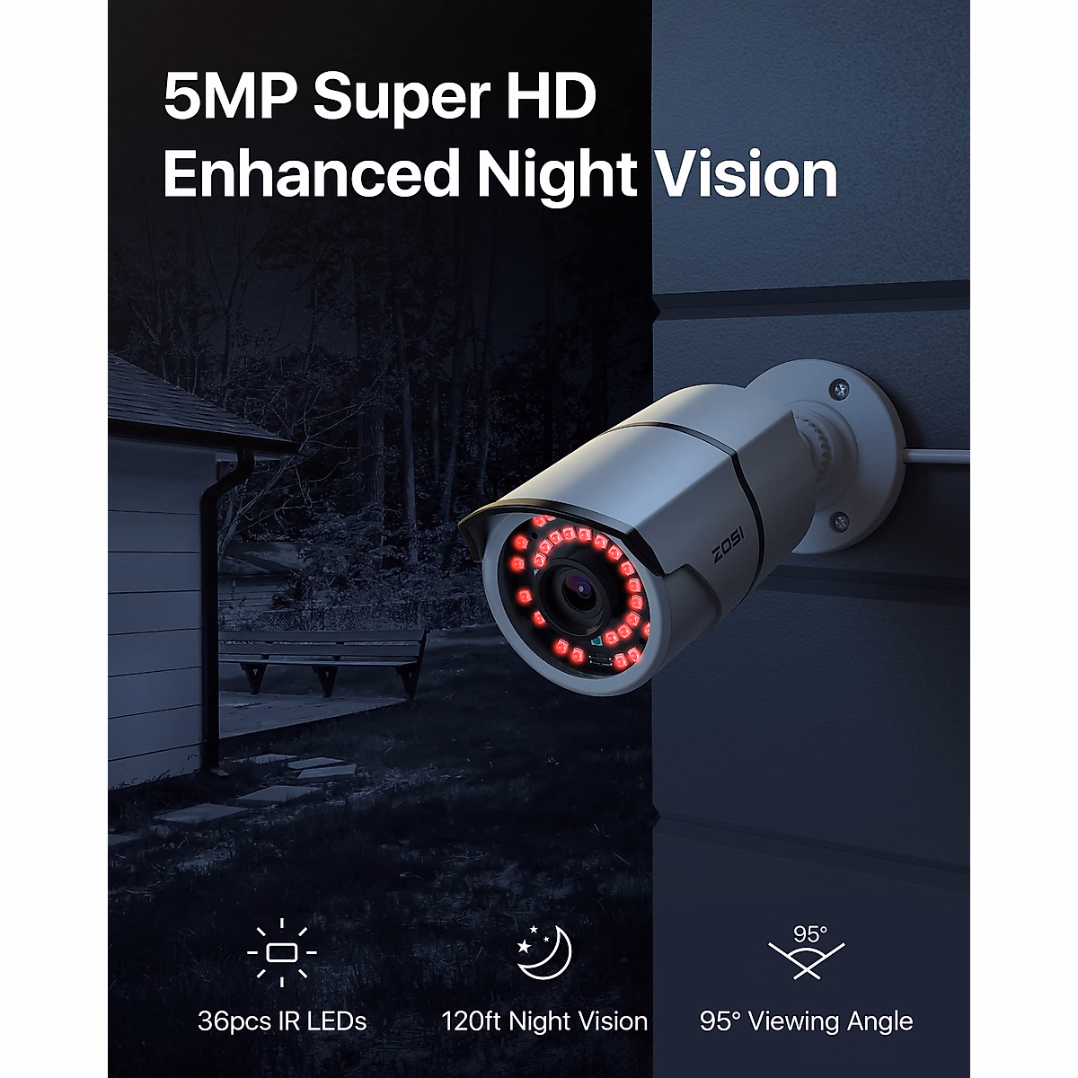 ZOSI 16Channel 4K PoE Home Security Cameras System,8MP 16CH H.265 CCTV NVR with Hard Drive 4TB and 16 x 5MP Surveillance PoE IP Cameras Indoor Outdoor,120ft Night Vision,Remote Access,24/7 Recording