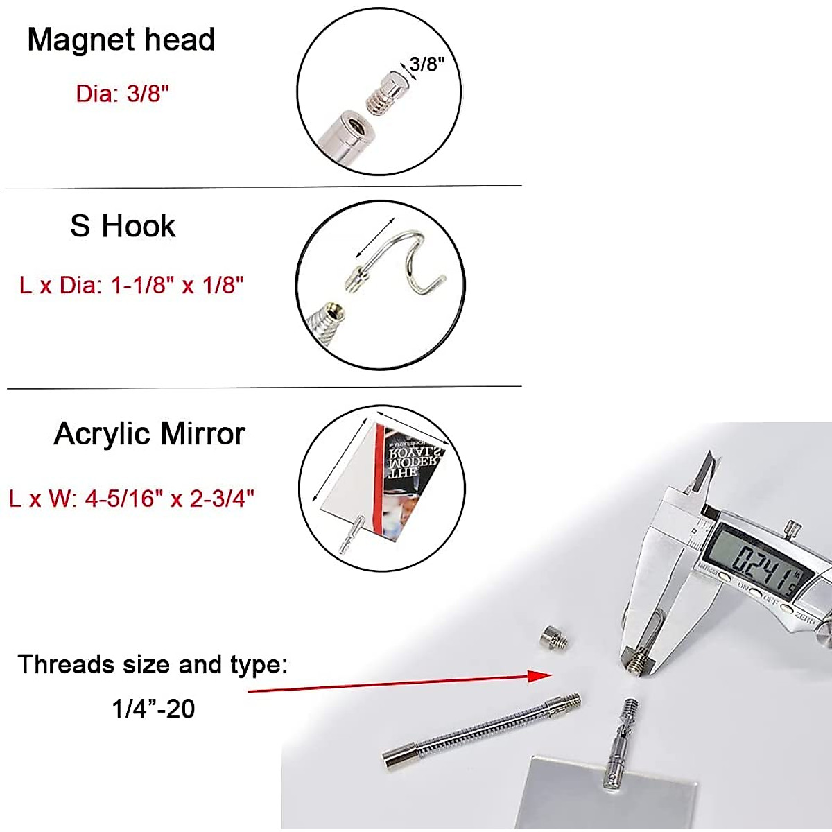 BLSGBUIDING Telescopic Push/Pull Rod Wire Reacher Tool Pickup Tool with Hook Magnetic Wire Fish Stick Telescoping Grabbers Extension Pole-Black