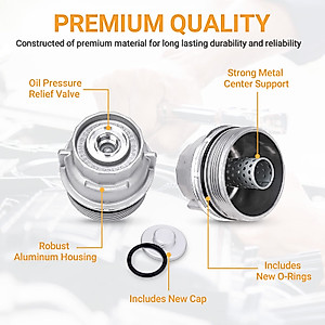 15620-31060 Oil Filter Housing Cap Assembly for Toyota Tundra Rav4 4Runner Camry Highlander Tacoma Avalon Sienna Venza Lexus RX350 Oil Filter Housing with Oil Plug Replace 1562031060 15643-31050