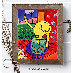 Cat Wall Decor - Boho Bohemian Decor - Matisse Poster - Cat Wall Art - Abstract Art - Mid Century Modern Wall Decor - Minimalist Wall Art - Aesthetic Room Decor - Cat Themed Gifts - Kitty Cat