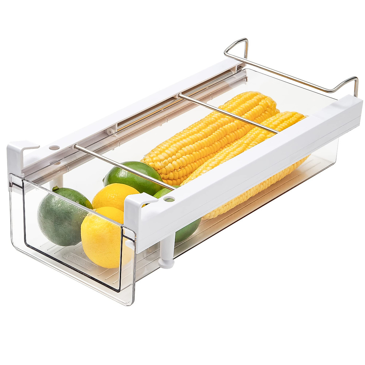 vacane Refrigerator Organizer Drawer, Clear Plastic Fridge Drawer With Handle Pull Out Fridge Bins Organizer Under Shelf Drawer for Cheese, Deli Meat, Drinks, Fruit, Vegetable, Heavy Duty-L