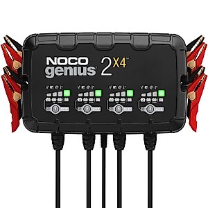 NOCO GENIUS2X4, 4-Bank, 8A (2A/Bank) Smart Car Battery Charger, 6V/12V Automotive Charger, Battery Maintainer, Trickle Charger, Float Charger and Desulfator for Motorcycle, ATV and Lithium Batteries